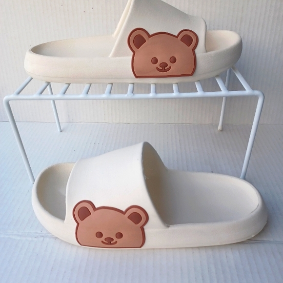 Hello Sleepers | Shoes | Nwot Cartoon Teddy Bear Creamywhite Slides ...